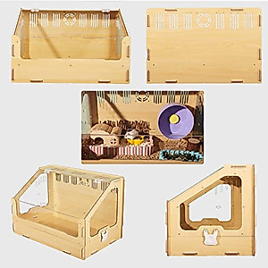 Hamster Cage Large Wooden Hamster Cages and Habitats for Dwarf Hamster, Guinea Pig, Chinchilla, Openable Skylight Top, Detachable Type, Easy Clean Chew-Proof (31.5" L * 15" W * 15.5" H, Cage Only)