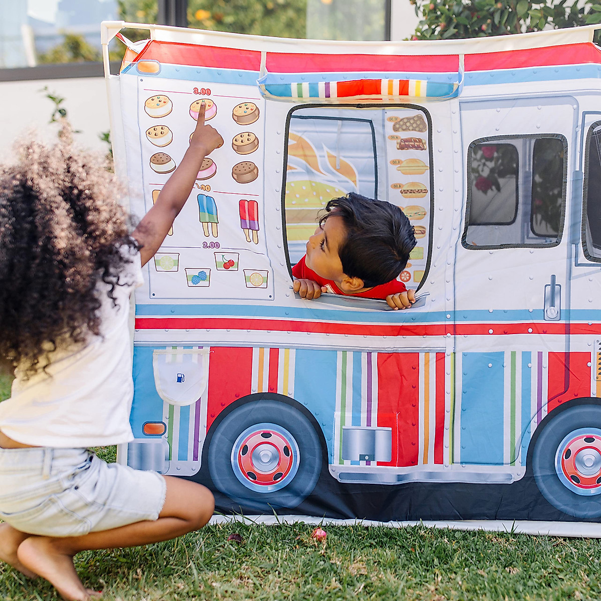 Melissa & Doug Food Truck Play Tent Role Play Toy Food Truck Tent, Ice Cream Truck Tent For Kids Ages 3+