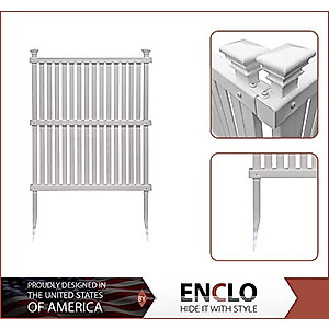 Enclo Privacy Screens ZP19068 Wilmington Vinyl No Dig Privacy Fence Screen Kit, 36in W x 48in H, White, 2 Panels