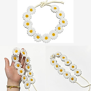 zYoung Sunflower Crown Daisy Hair Wreath Bridal Headpiece Photo Props (White)