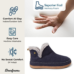 Dearfoams Alpine Men's Brixen Boot Slipper, Navy Heather, Large