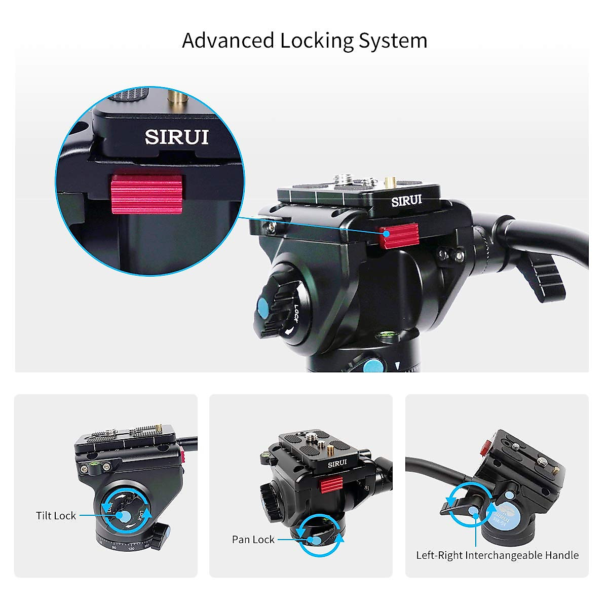 SIRUI Fluid Video Head AM-5V, Lightweight Tripod Head with Quick Release Plate for Video Camera