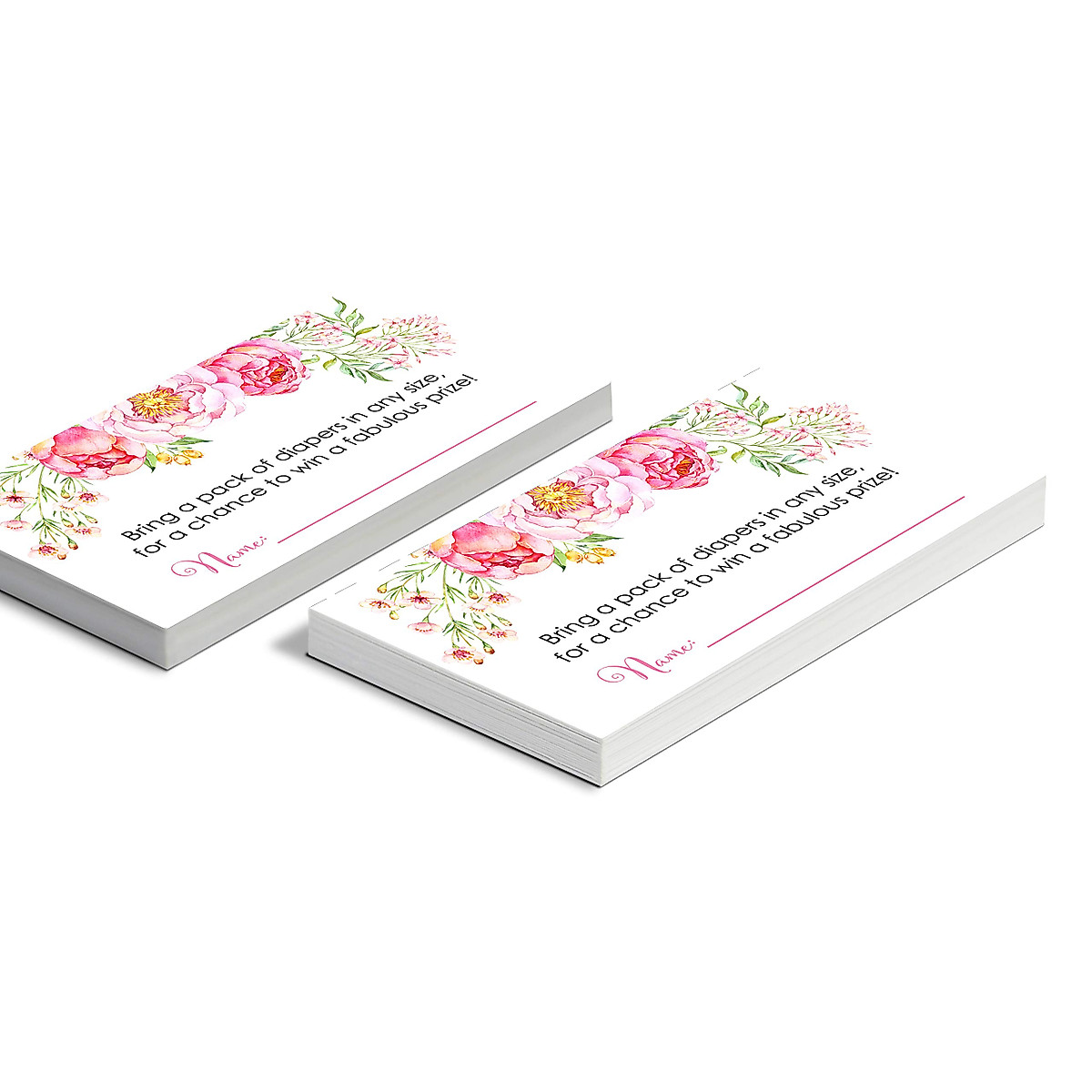 Paper Clever Party Cottage Floral Diaper Raffle Tickets (25 Pack) Girls Baby Shower Games – Invitation Insert Cards Guests Fill-In for Prize Drawings