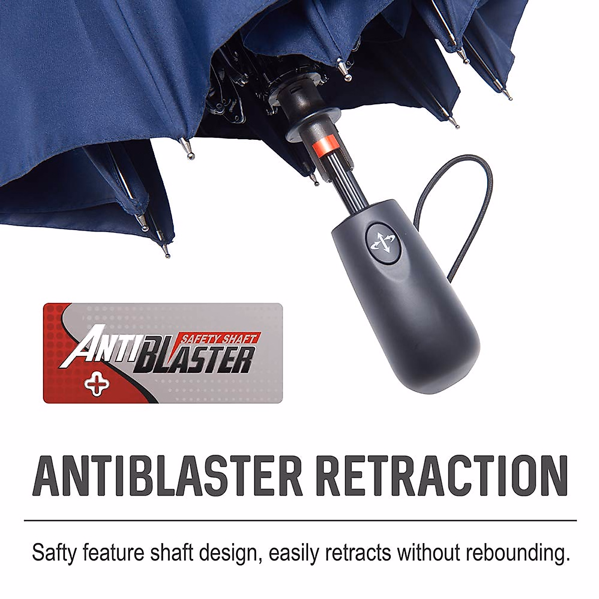 Large Umbrella Windproof 54 Inch Folds Into Portable Travel Size - Big Enough To Comfortably Fit In 2 Adults - Auto Open Close and Patented Vortex System For Superior Safety And Durability (Black)