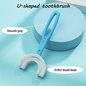 QPEY 2 Pcs Kids U- Shaped Toothbrush, Soft Silicone Brush Rounded Kids U Shape Toothbrush for Cleaning Teeth