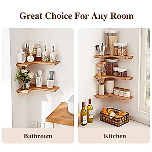 TREOAKWIS Corner Shelf Solid Oak Wood Floating Corner Shelf Wall Mount Floating Shelf Display Shelf for Small Plant, Speaker, Photo Frame,Storage for Bedroom Kitchen,Living Room,Office