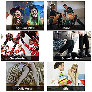 MEIKAN Over the Knee Socks for Women, Thigh High Socks, Black Over Knee Socks, Above Knee High Socks, Opaque Stockings Cosplay Cotton Womens Long Socks 3 Pairs (Black)