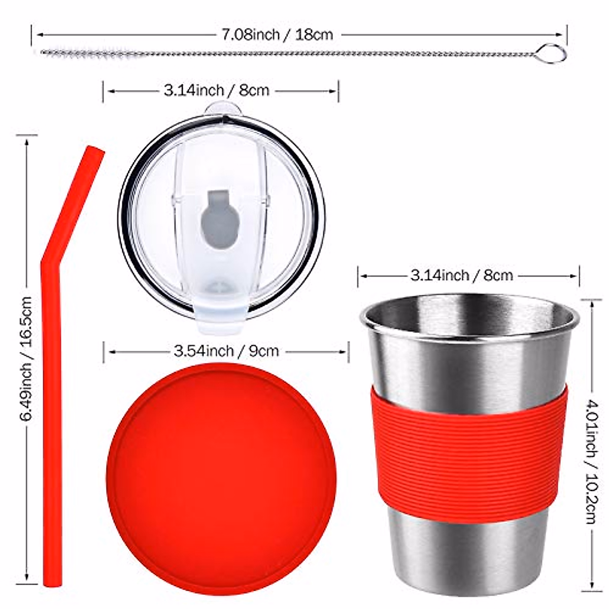 Kids Cups with Straw and Lid Spill Proof,4 Pack 12oz Stainless Steel Drinking Tumbler with Coasters,Unbreakable Water Glasses,BPA-Free Metal Sippy Mug for Toddler,Children,Adult, Indoor,Outdoor