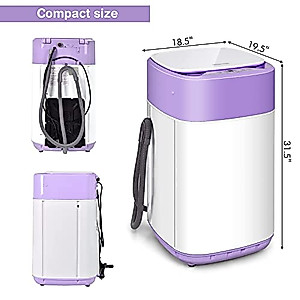 Mayjooy Portable Washing Machine, 8lbs Full-Automatic Washer and Spinner Combo w/6 Programs, 6 Water Levels & Built-in Drain Pump, 2-in-1 Compact Laundry Washer for RV/Dorm/Apt (Purple)