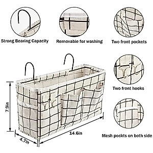 uapryti Bedside Caddy Organizer - Bed Caddy for Bunk and Loft Beds, Dorm Room Essentials (3PC, GREY)