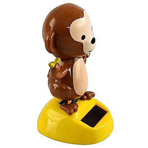 Home-X Solar-Power Dancing Monkey Figure, Office Décor, 3 3/4” Tall