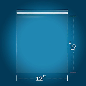 iMailer - 500 Pack - 12" x 15" Self Seal Clear Cellophane Bags- Resealable Plastic Poly Cello Bags for Clothing, T-Shirts, Pants
