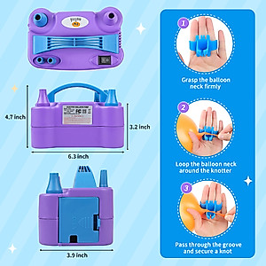 NuLink Electric Portable Dual Nozzle Balloon Blower Pump Inflation for Decoration, Party [110V~120V, 600W, Purple]