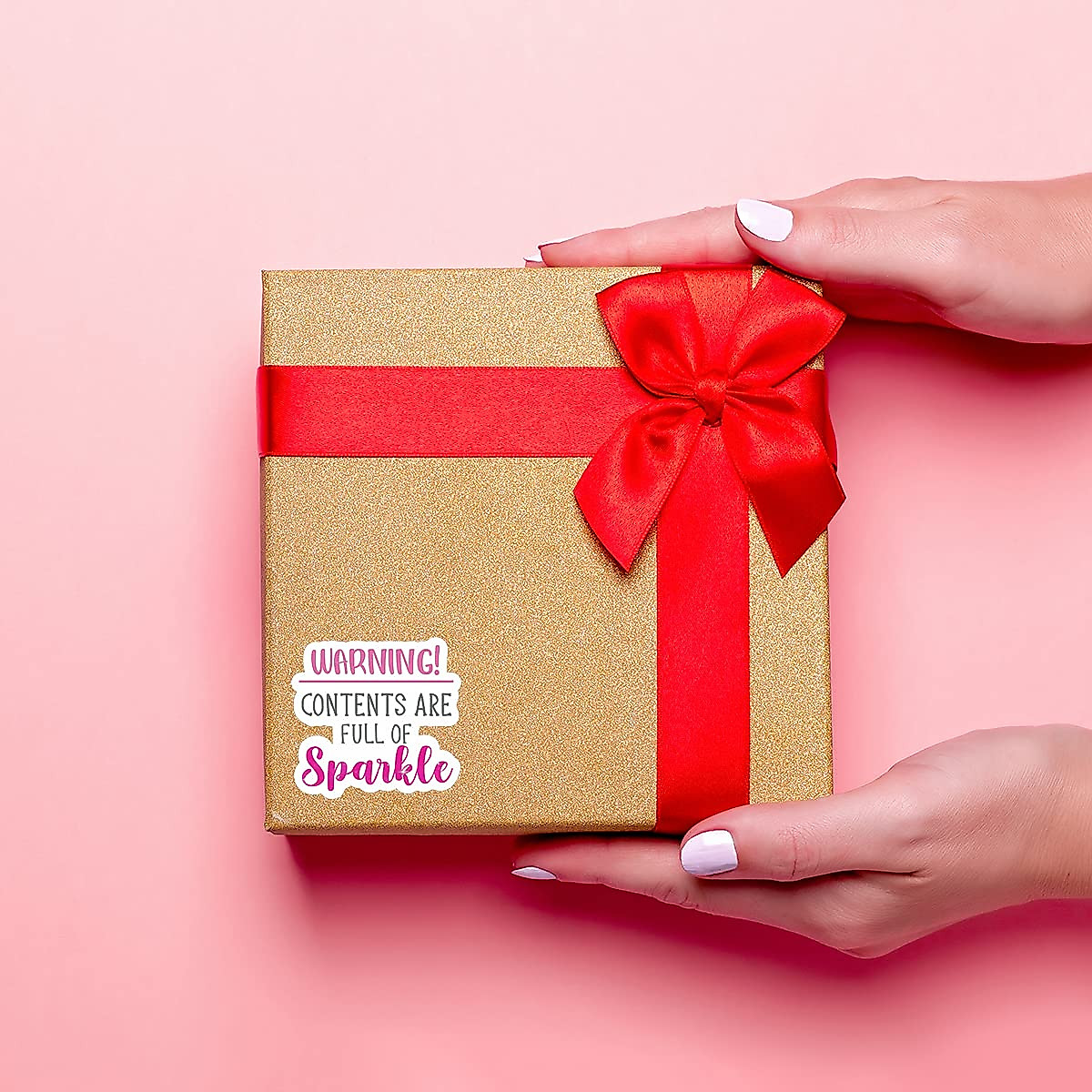 Littlefa Sparkle Stickers, 500 PCS - Warning, Happy Mail, Small Business, Packaging for Online Stores, Boutiques, Crafts