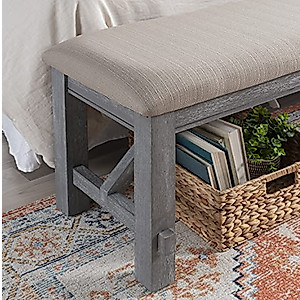 Powell Turino Dining Bench, White, 60" x 15-3/4" x 19-7/8"