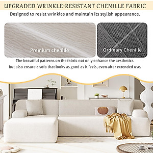 Merax L-Shaped Large Sofa Couch, 2 Piece Free Combination, Modern Modular Sectional Corner Sofa with 2 Pillows and High-Density Foam for Living Room, Bedroom, Salon, Beige