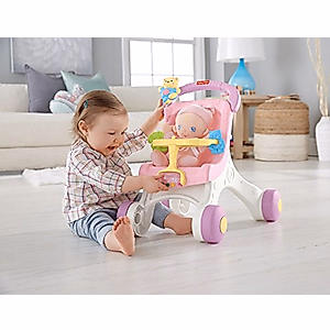 Fisher-Price Brilliant Basics Stroll-Along Walker, Pink