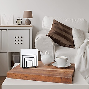 Blue Donuts Black Square Farmhouse Napkin Holder - Modern Classic Napkin Holders for Tables, Dining Table Napkin Holders for Kitchen, Kitchen Organization, Black