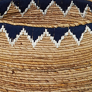 Deco 79 Banana Leaf Handmade Decorative and Functional Storage Basket Triangle Details Basket Organizer with Handles, Set of 2 Basket for Storage 19", 15"H, Brown