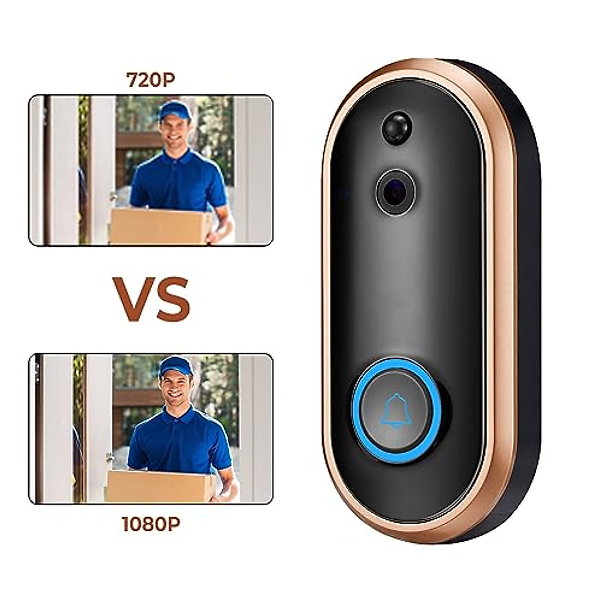 Atopskins Ring Video Doorbell Camera Wireless, 1080P Door Bell Cameras Wireless with Buzzer, AI Smart Human Detection, 2-Way Audio, Voice Changing, 1080P Night Vision, Cloud Storage, Alert, SMS Push