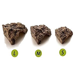 Aufeeky High Simulation Stone Cave Reptile Hides and Caves Terrarium Décor Accessories Bearded Dragon Hideout for Geckos Turtles Lizards Frogs Spiders Chameleons Scorpions Snakes Hermit Crab (L)