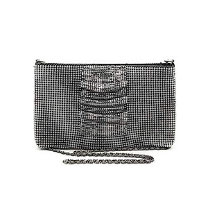 Frewahmesh Women clutch metal mesh evening purse bag for Cocktail Party Prom Wedding Banquet (Gun metal)
