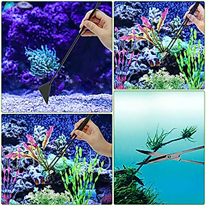 Catcan Quarium Aquascape Tools Kits, 4 in 1 Anti-Rust Aquatic Plant Aquascaping Tool Stainless Steel Black Tweezers Scissors Spatula for Aquarium Tank Clean Fish Tank Aquascape Tools Sets (Black)