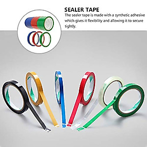 Wakauto 18 Pcs 12mm Poly Bag Sealing Tape Freezer Ice Food Bags Colorful Sealing Tape Bag Sealer Machine Tape Roll for Home Shop
