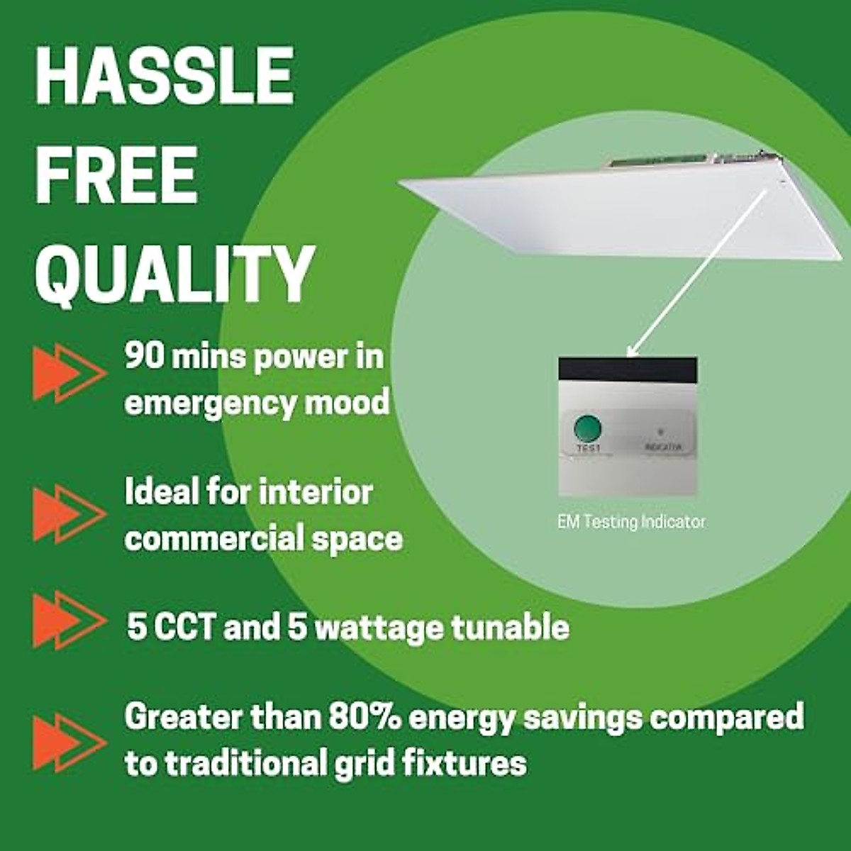 E2 Lighting 2 Pack 2X4 LED Flat Panel Light with Emergency Battery Backup 35W-40W-45W-50W Wattage Selectable 3000K-3500-4000K-5000K