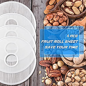 Fruit Roll Dehydrator Sheets Round Food Grade Plastic Fruit Roll Sheets White Fruit Roll Dried Fruit Leather Meat Beef Christmas Birthday Party Home Kitchen Bakery Use, 12.2 Inch (4 Pieces)