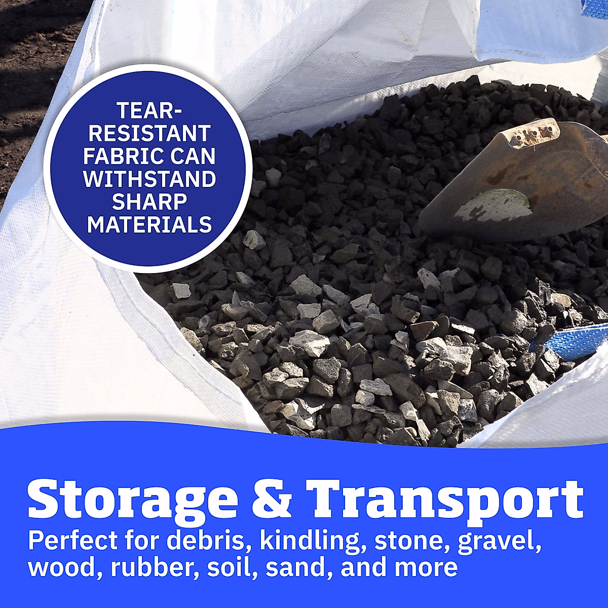 DURASACK Heavy Duty Builder's Bulk Bags 200-Gallon White Woven Polypropylene Contractor Trash Bags for Demo and Construction, Holds up to 2200 lbs, Open Top