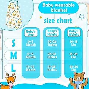 Baby Sleep Sack Sleeveless Wearable Blanket for Girls & Boys Two-Way Zipper Soft Organic Cotton Pajamas with Woodland Pattern (12-24 Months)