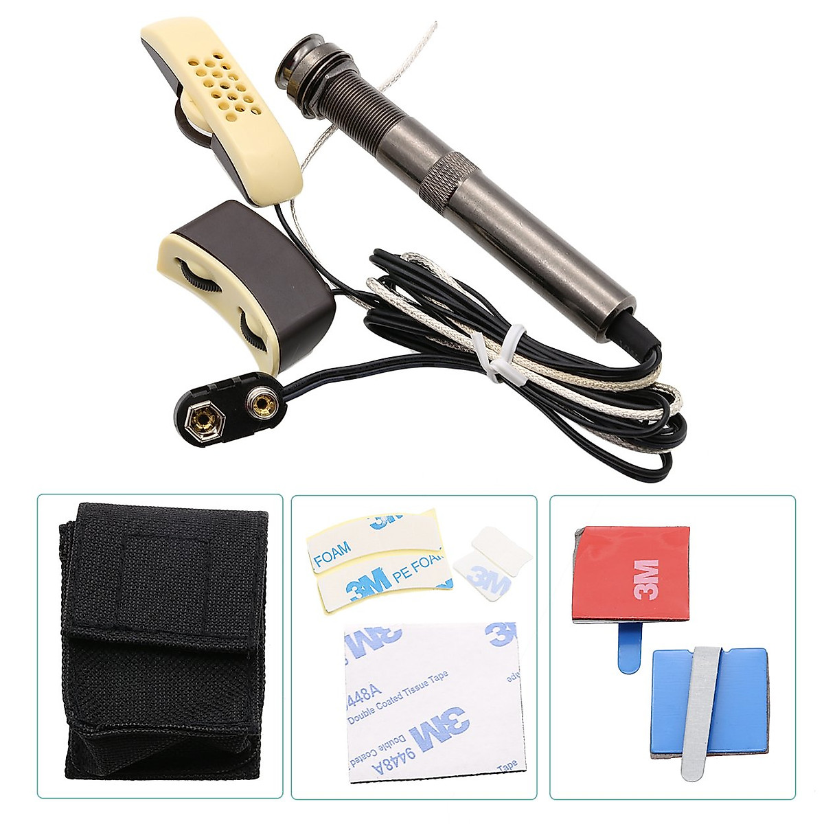 ASCENDAS Folk Acoustic Guitar PICKUP, A-202 Guitar Equalizer Piezo Pickup Amplifier Tuner with 6.35mm output jack (with microphone)