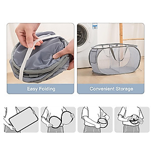 Cosmoharbor Cosmoharbor 3 Pack Laundry Hamper - Pop up Laundry Baskets Mesh Bulk Pop Up Hamper 2 Compartments Foldable Hamper Clothes Hamper Laundry Hamper with Handles