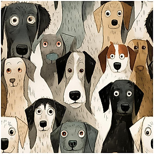 HAOKHOME Vintage Dog Wallpaper Peel and Stick Textured Black Renter Friendly Wall Paper for Bathroom Decor 17.7in x 9.8ft