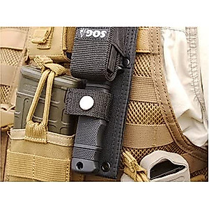 SOG Fixed Blade Knives - Seal Pup Tactical Knife Survival Knife and Hunting Knife w/ 4.75 Inch Blade and MOLLE Knife Sheath & GRN Grip (M37N-CP) , black