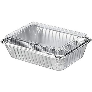 DecorRack 14 2.25 Lb Aluminum Pan with Dome Lid, Heavy Duty Rectangular Tin Foil Pans, Perfect for Reheating, Baking, Roasting, Meal Prep, To-Go Containers, Environmentally Friendly (Pack of 14)
