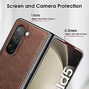 X-level Samsung Galaxy Z Fold 5 Case, Thin Slim Premium PU Leather Phone Cover Bumper Shockproof Protection Folding Phone Case for Galaxy Z Fold 5 5G, 2023 - Brown