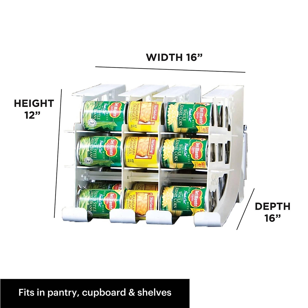 FIFO Countertop Can Tracker Hold Up To 54 Standard 10 to 15 Oz Can Sizes, White Stackable & Adjustable Can Organizer for Pantry | Rotating Canned Food and Soda Storage Kitchen Organizer (2 Pack)