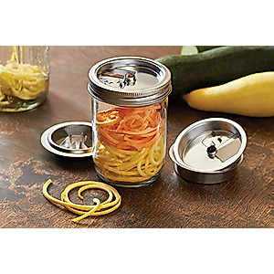 Jarware 3 in 1 Mason Jar Spiralizer Lid, Wide Mouth, Stainless Steel