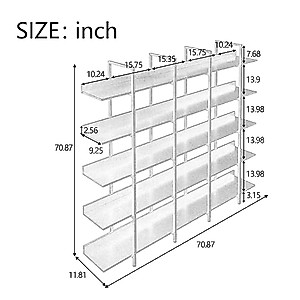 SmallCock 5 Tier Bookcase Home Office Open Bookshelf, Vintage Industrial Style Shelf with Metal Frame (Brown)