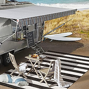 JONATHAN Y SMB203C-5 Negril Two-Tone Wide Stripe Indoor Outdoor Farmhouse Transitional Traditional Area Rug,High Traffic,Kitchen,Living Room,Backyard,Non Shedding,5 X 8,Black/Cream