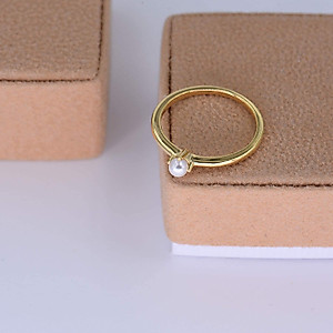 BLOSSOM & HUE Mini Pearl Ring - 18K Gold Vermeil - Size 7 - Minimalist Band