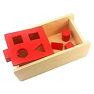 DANNI Montessori Baby Imbucare Box with Flip Lid 4 Shapes Wood Learning Educational Preschool Training Children Practical Life Skills Toy