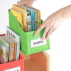 Guidecraft Tabletop Bin Holder with Fabric Bins - Short: Craft Supplies & Books Organizer, Ideal for Classroom and Homeschool