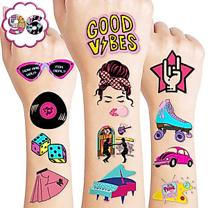 50s Temporary Tattoos for Fans, Themed 50s Birthday Party Decorations Favors Party Supplies 96PCS Tattoo Sticker Women Men Gifts Boys Girls Classroom School Prizes