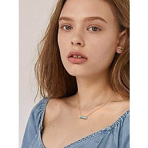 SOFYBJA Adjustable Turquoise Howlite Bar 18K Gold Chain Bohemian Necklace for Women Horizontal Bar Delicate Gemstone Pendant Minimalist Boho Jewelry