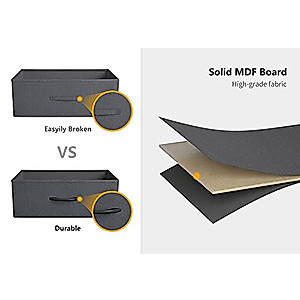 FEZIBO 4 Drawer Fabric Dresser Storage Tower, Organizer Unit for Bedroom, Closet, Entryway, Hallway -Steel Frame, Wood Top, Easy Pull Handle, Black Grey