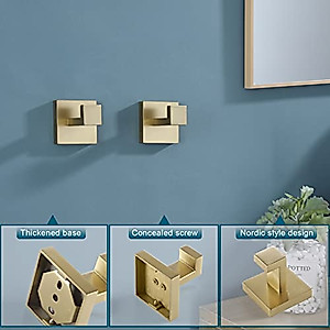 KOKOSIRI 32-Inch Single Towel Bar, Bathroom Towel Holder, Bath Towel Hook Square Robe Hook Coat Hook, Wall Mounted, SUS 304 Stainless Steel, Brushed Gold, B05A3-BG-L32