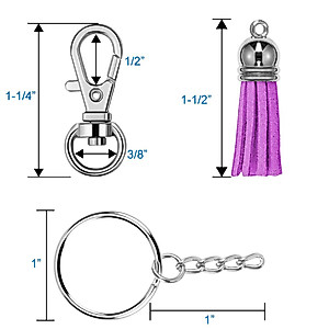 Selizo 100Pcs Key Chain Rings Bulk with Tassel for Tassel Keychain